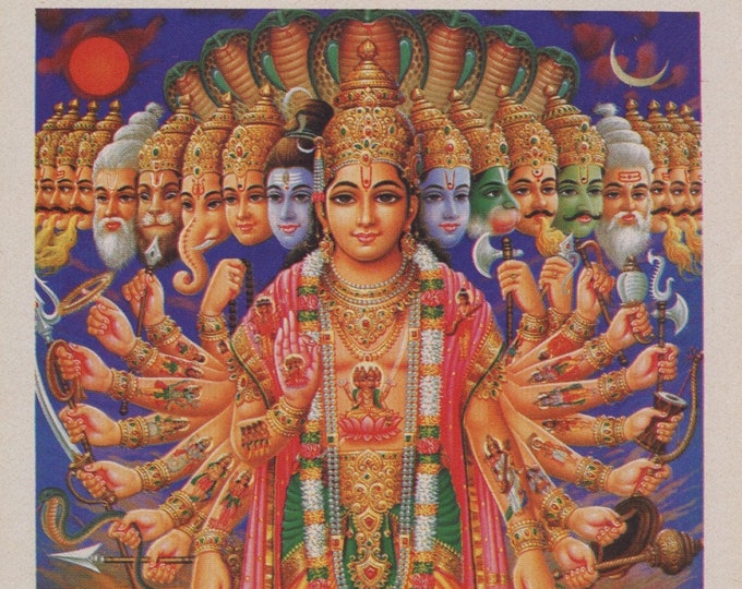 Krishna's Universal Form - Vintage Indian Devotional Print - Etsy