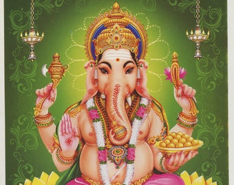Sri Ganesh \u00a0Small vintage-style Indian Devotional Print Prints ...