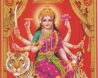 Durga ... Vintage-style Indian Devotional Print - Etsy