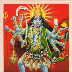 Kalia ... Vintage Indian Hindu Devotional Poster Print - Etsy