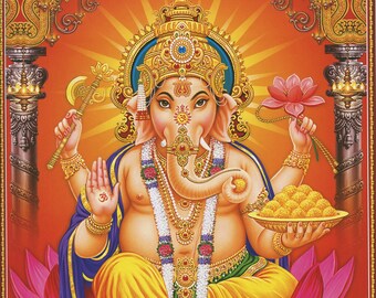 Ganesh ... Vintage-style Indian Hindu Devotional Poster Print | Etsy