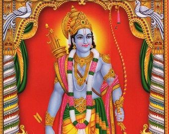 Lord Rama ... Large Vintage-style Indian Hindu Devotional Poster Print ...