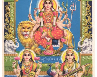 Durga ... Vintage-style Indian Devotional Print - Etsy