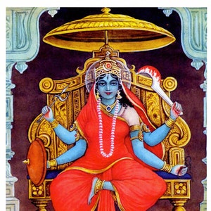 Goddess Matangi Devi ... Vintage-style Indian Hindu Devotional - Etsy
