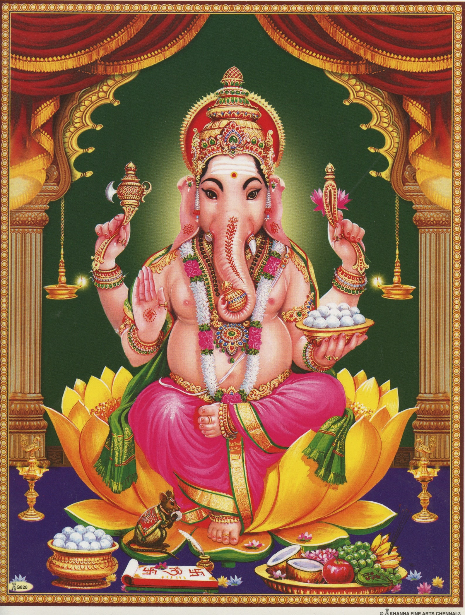 Ganesh ... Vintage-style Indian Hindu Devotional Print. | Etsy