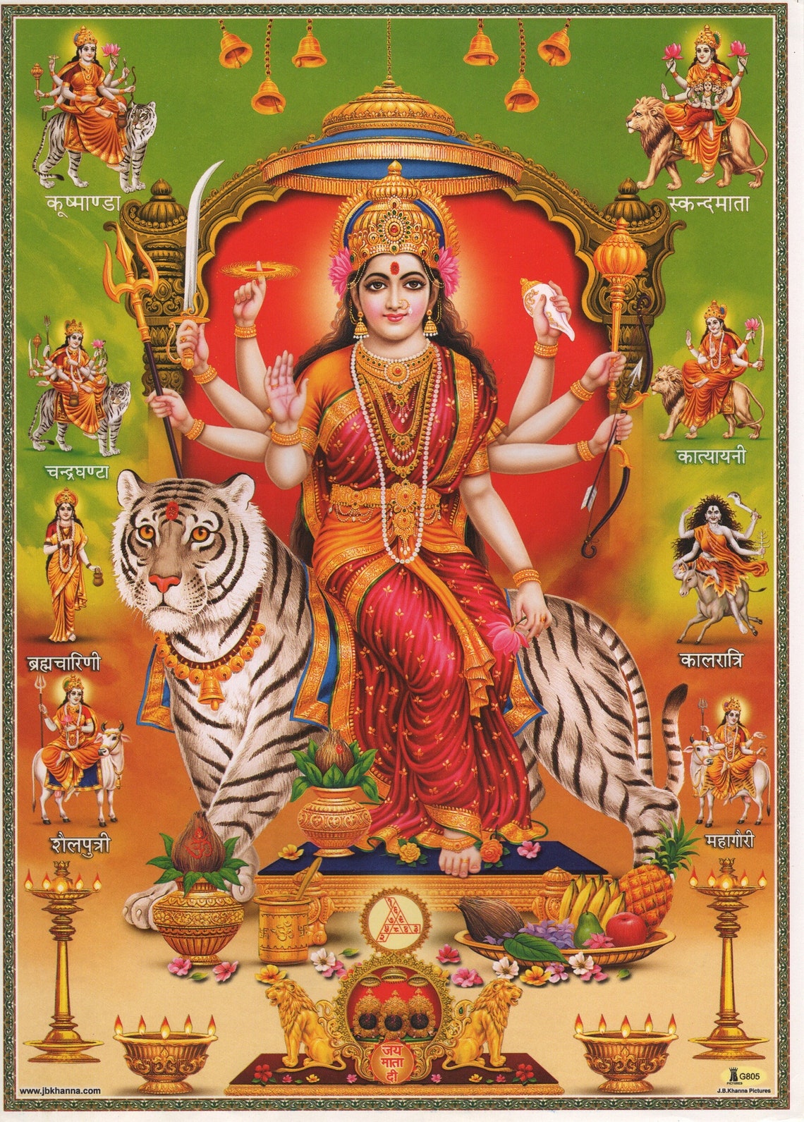 Durga &her Forms ... Large Vintage-style Indian Hindu - Etsy