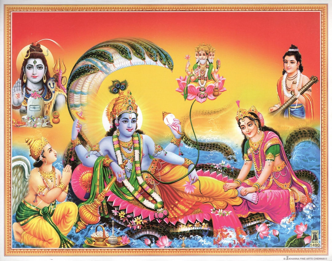 Vishnu ... Vintage-style Indian Hindu Poster Print - Etsy