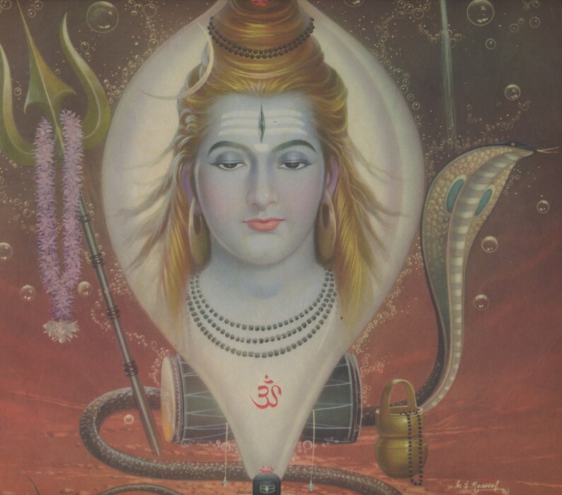 Shiva Vintage Indian Hindu Devotional Poster Print | Etsy
