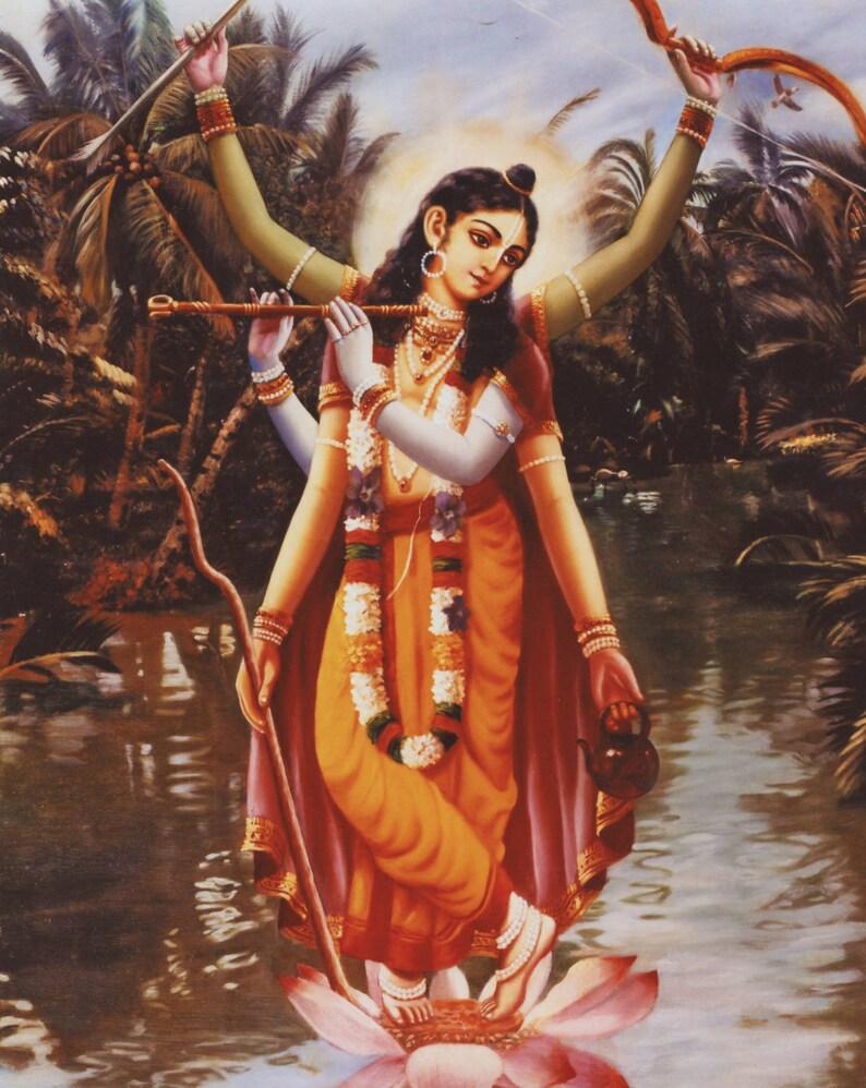 Lord Caitanya shows his six-armed form Vintage style Indian | Etsy