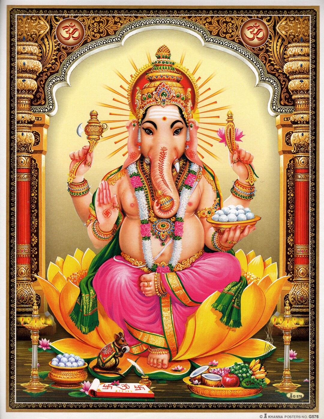 Ganesh ... Vintage-style Indian Hindu Devotional Poster Print - Etsy