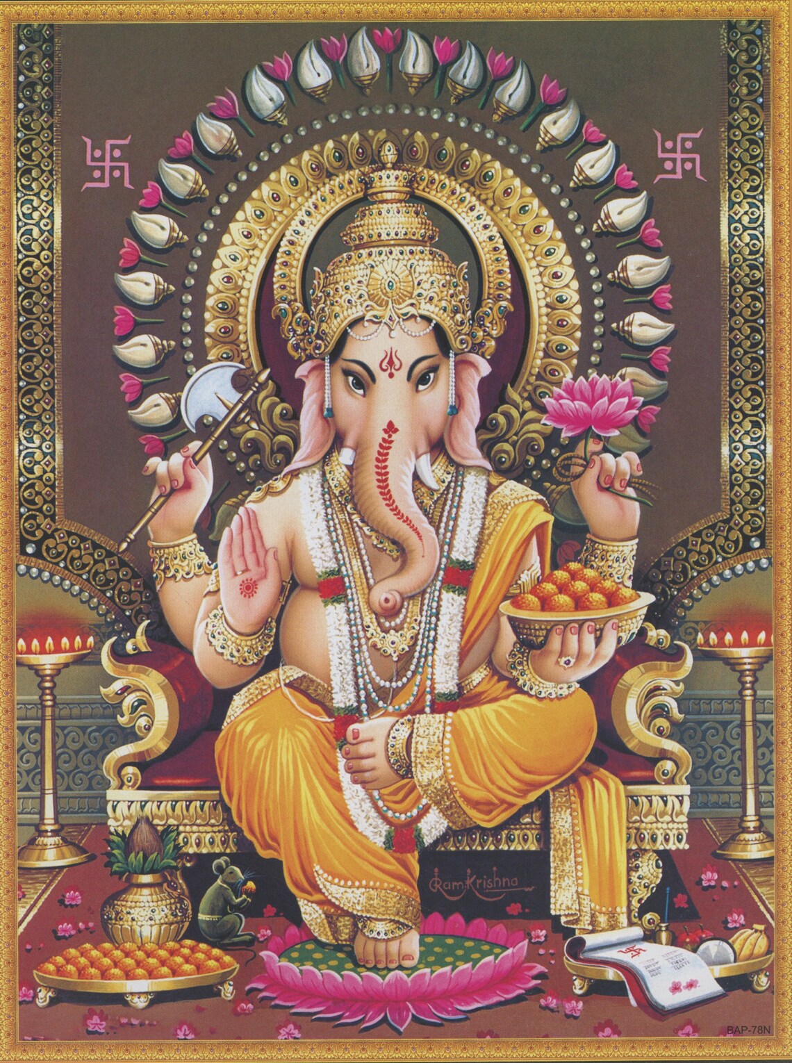 Ganesh ... Vintage-style Indian Hindu Devotional Print. - Etsy