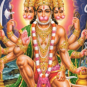 Hanuman ... Large Vintage-style Indian Hindu Devotional Poster Print - Etsy