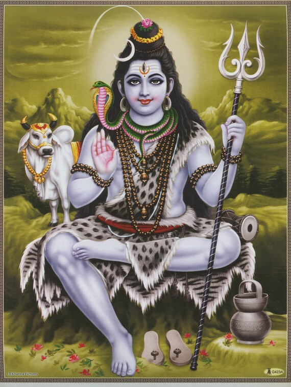 Siva Art Shiva ... Vintage-style Indian Hindu Devotional | Etsy