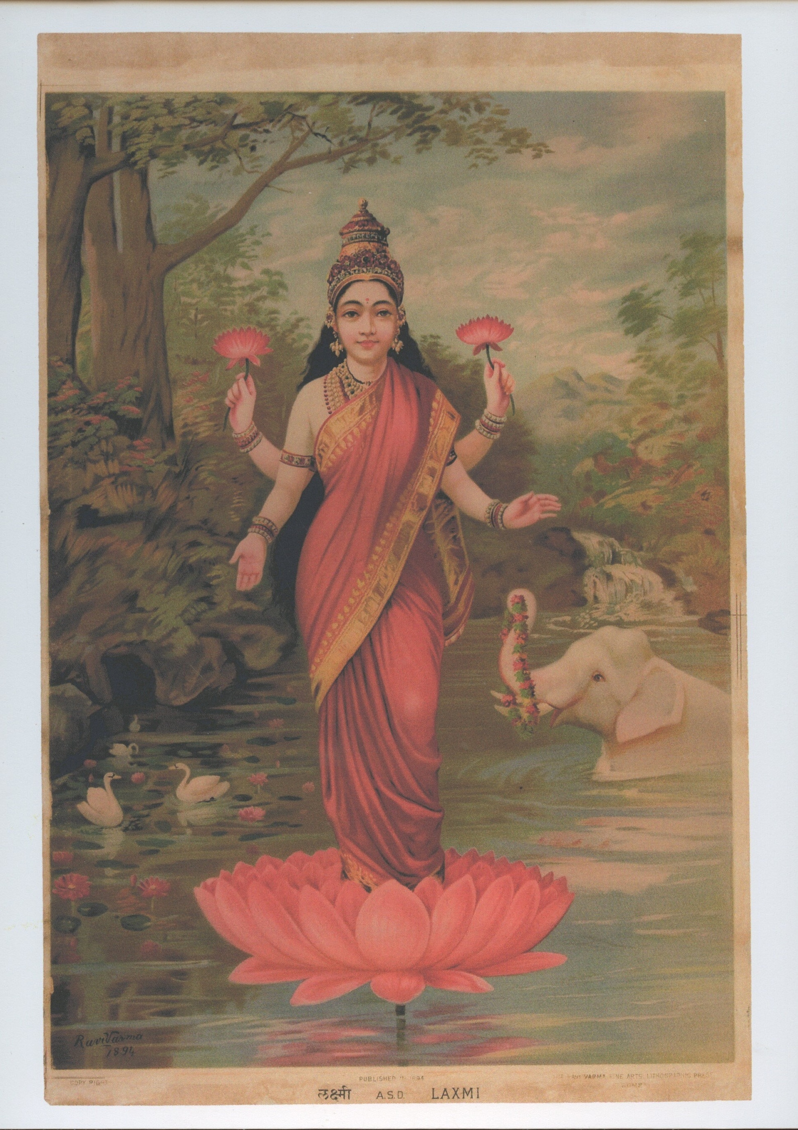 Laxmi ... Contemporary Reprint of Vintage Indian Print. - Etsy