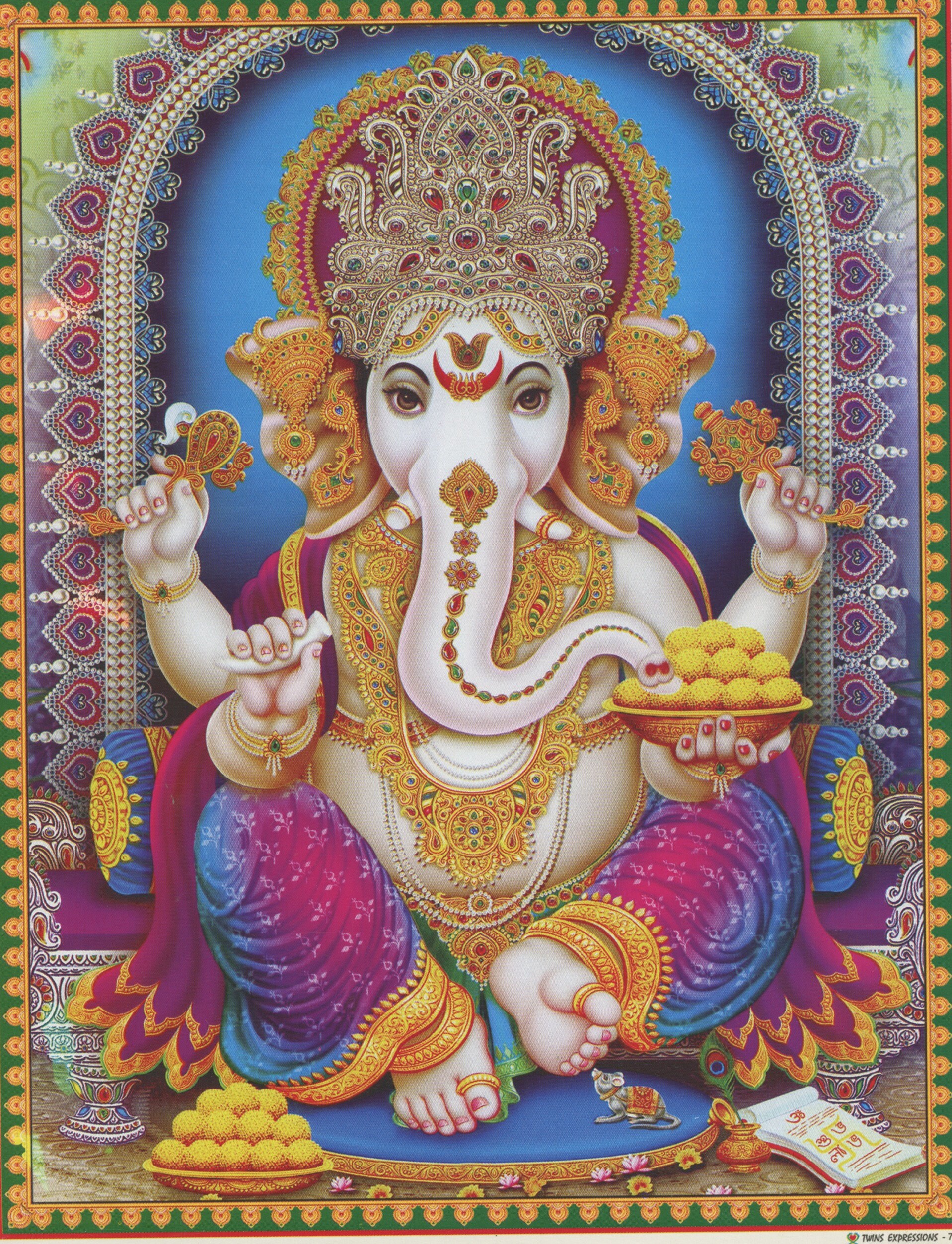 Ganesh .. Vintage-style Indian Hindu Devotional Print. Prints Art ...