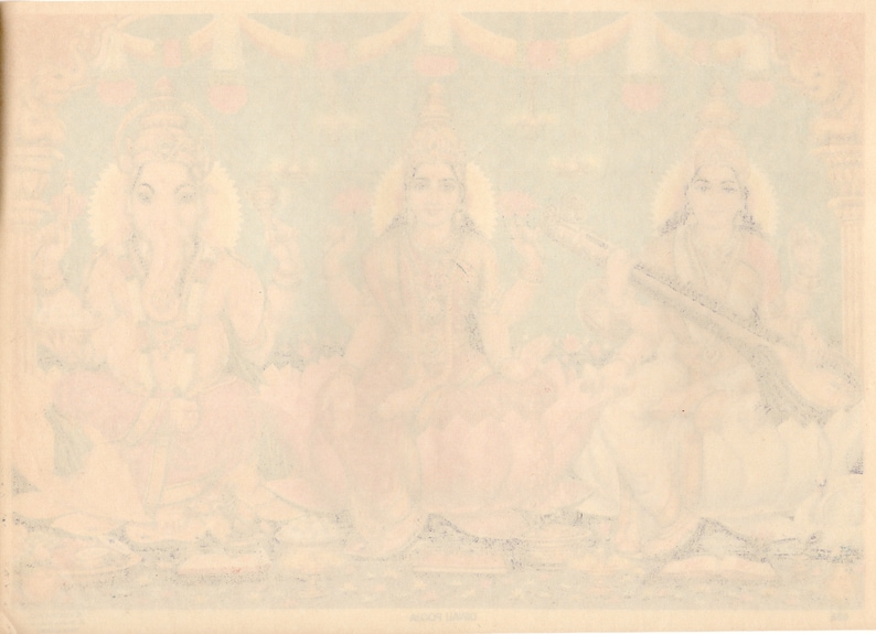 Lakshmi ... Diwali Pooja ... Large Vintage Indian Hindu Devotional ...