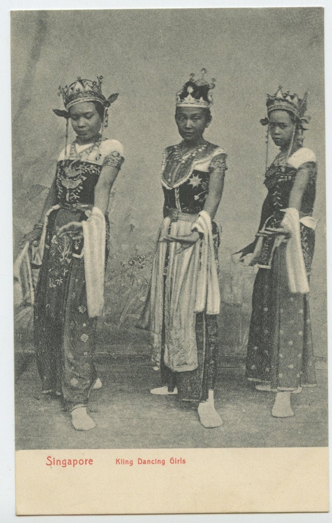 Singapore ... Antique Postcard - Kling Dancing Girls. - Etsy