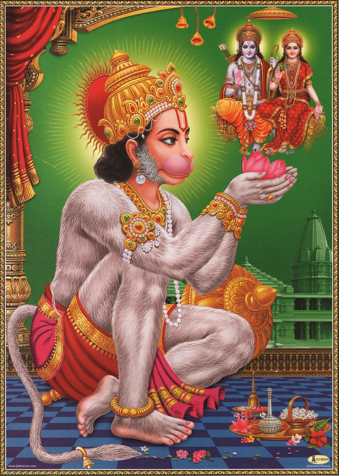 Hanuman ... Large Vintage-style Indian Hindu Devotional Poster Print - Etsy