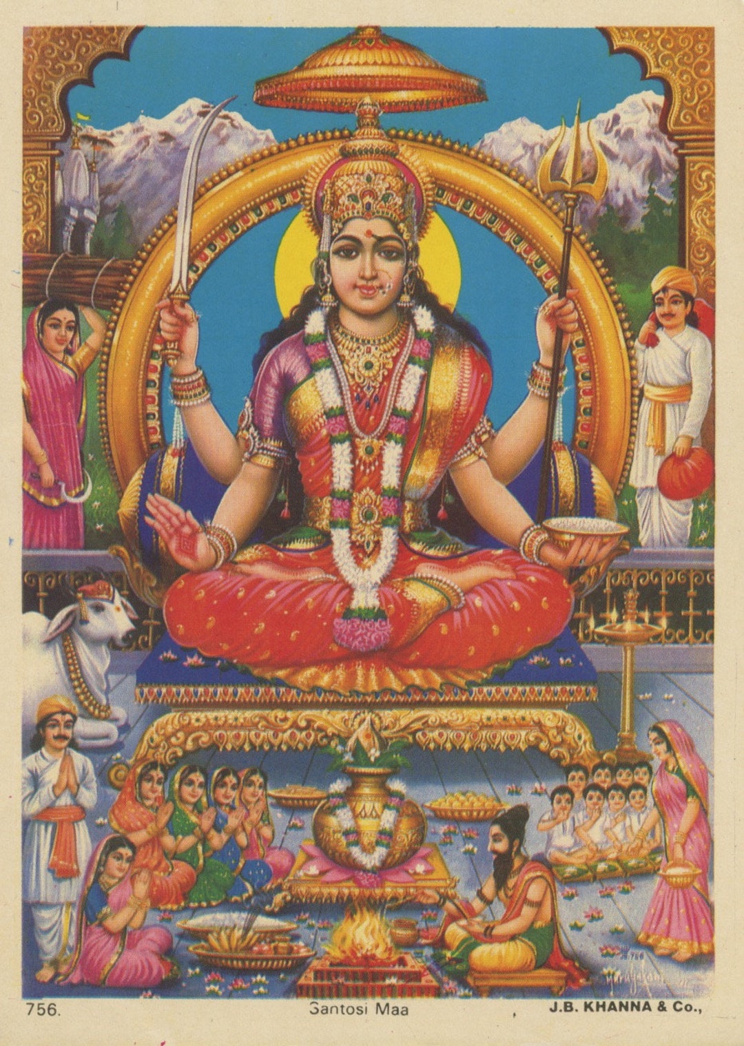 Santosi Maa ... Vintage Indian Devotional Print - Etsy