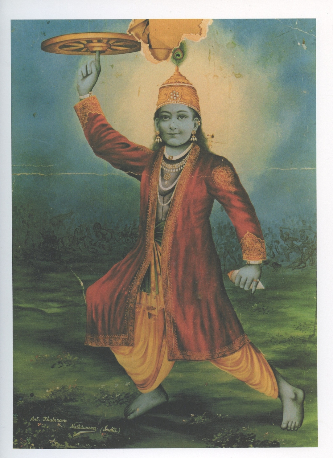 Krishna - Sudarshana-chakra ... Contemporary Reprint of Vintage Indian ...