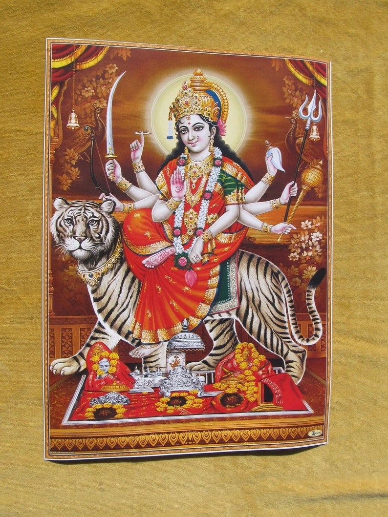 Durga ... Vintage-style Indian Hindu Devotional Print | Etsy