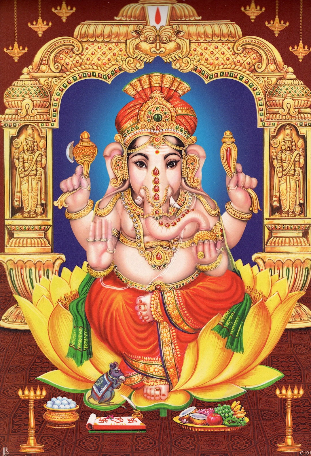 Ganesh ... Large Vintage-style Indian Hindu Devotional Print. - Etsy