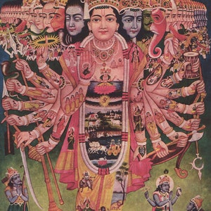 Krishna, Virat Swaroop ... Contemporary Reprint of Vintage Indian Print ...