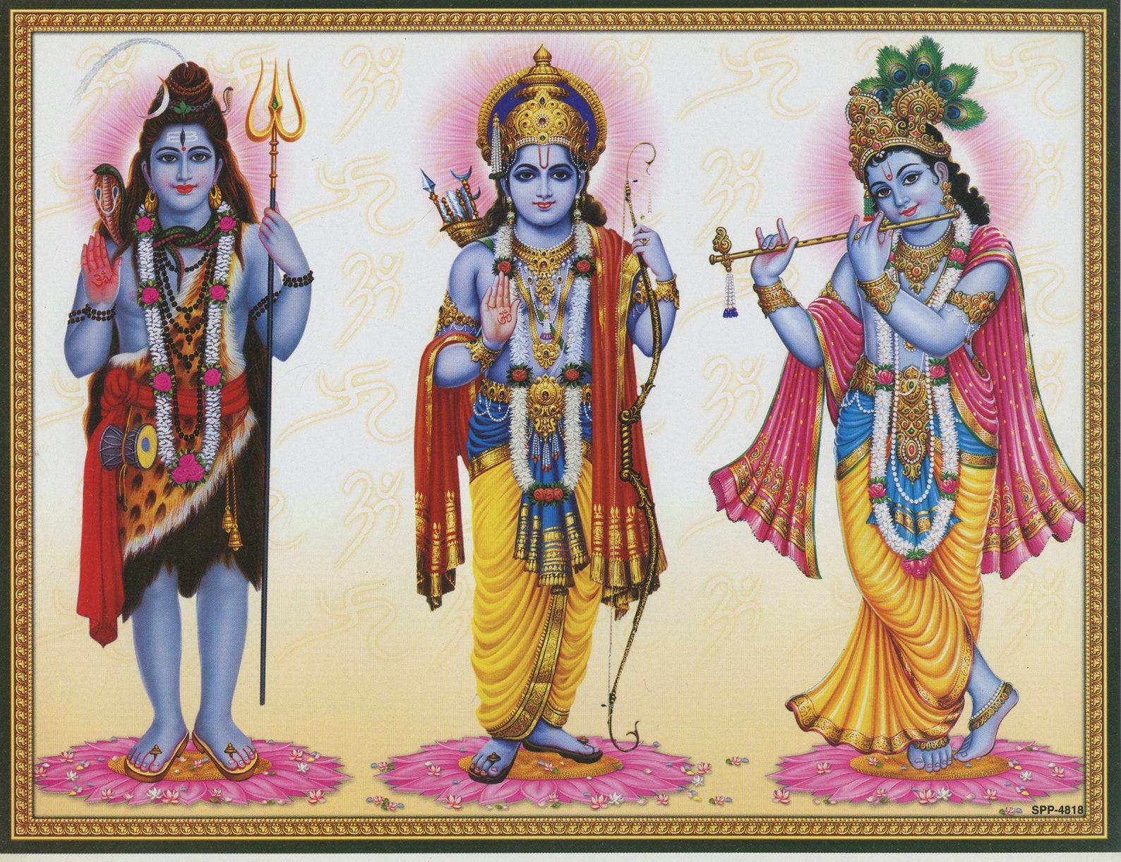 Shiva Rama & Krishna ... Antique-style Indian Hindu Poster | Etsy