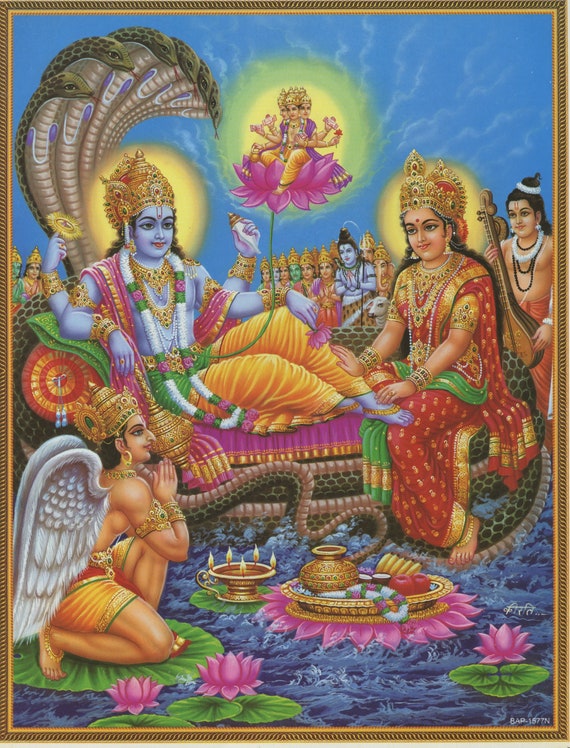 Vishnu Art Vishnu Vintage-style Indian Hindu Devotional | Etsy