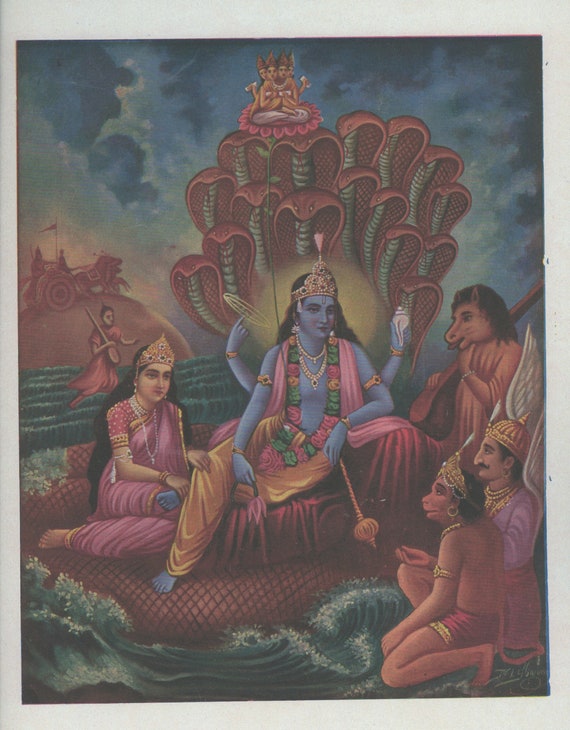 Anant Sayya Vishnu Upon Ananta ... Contemporary Reprint of - Etsy Hong Kong