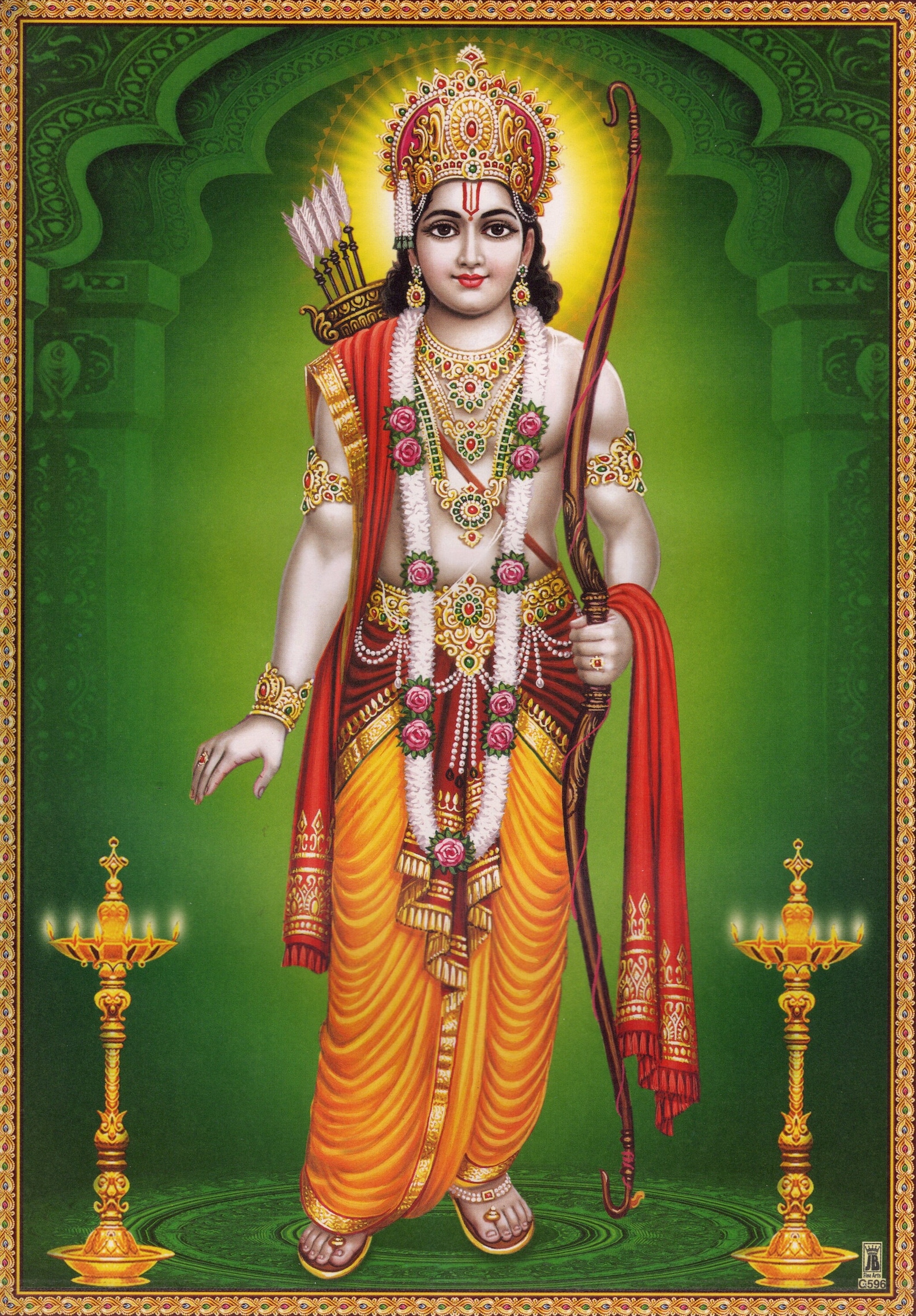 Lord Rama ... Large Vintage-style Indian Hindu Devotional Poster Print ...