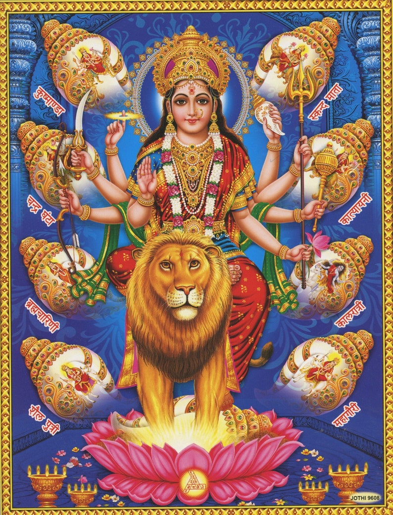 Durga ... Vintage-style Indian Devotional Print - Etsy