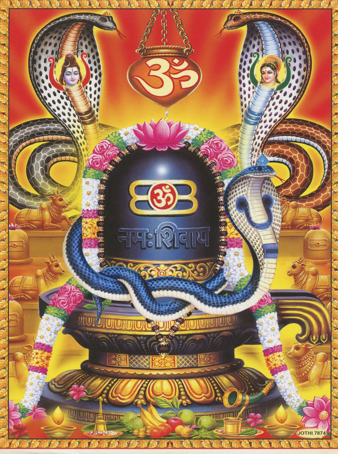Shiva Art, Siva Lingam & Snakes ... Vintage-style Indian Hindu ...