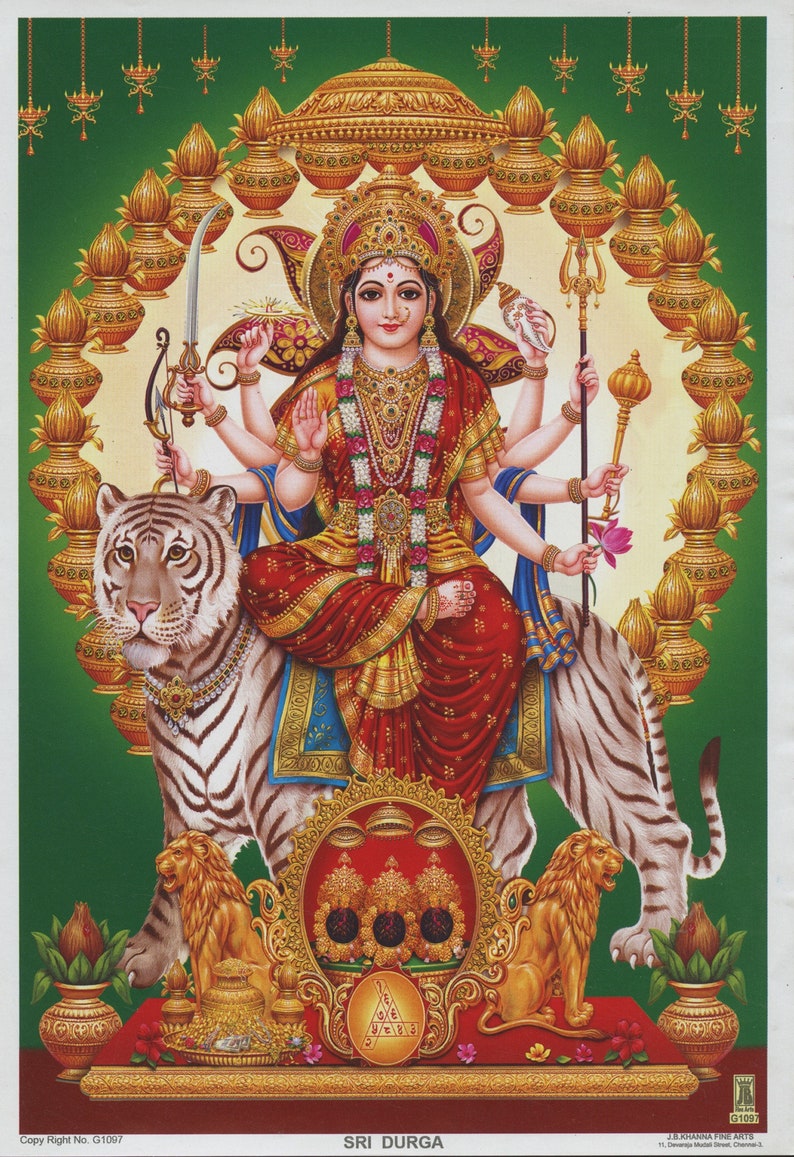 Durga ... Vintage-style Indian Devotional Print - Etsy