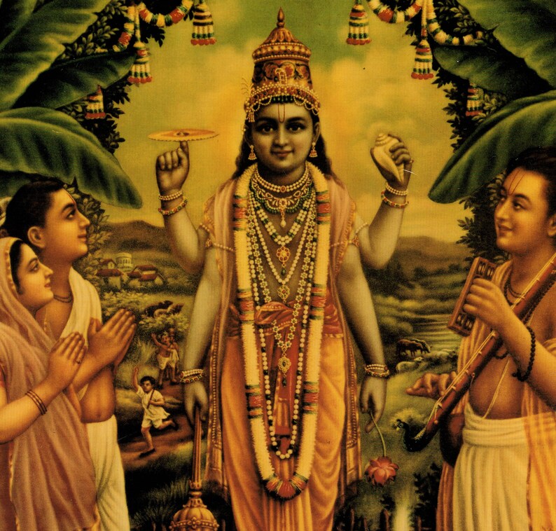 Young Krishna and Vishnu Worshipped vintage Style Indian - Etsy
