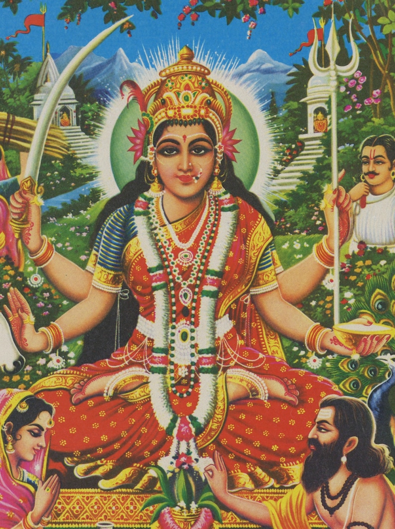 Santoshi Mata ... Vintage Indian Hindu Devotional Poster Print | Etsy