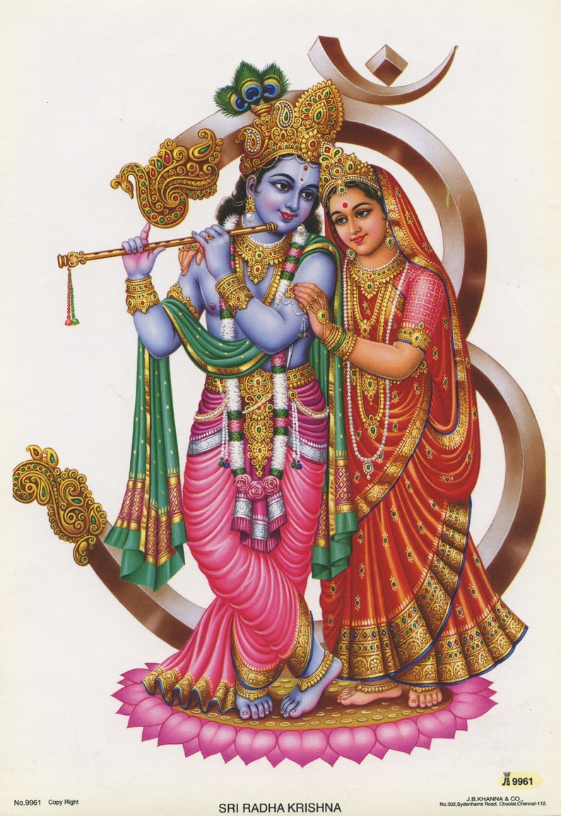Krishna & Radha ... Indian Vintage-style Devotional Print - Etsy