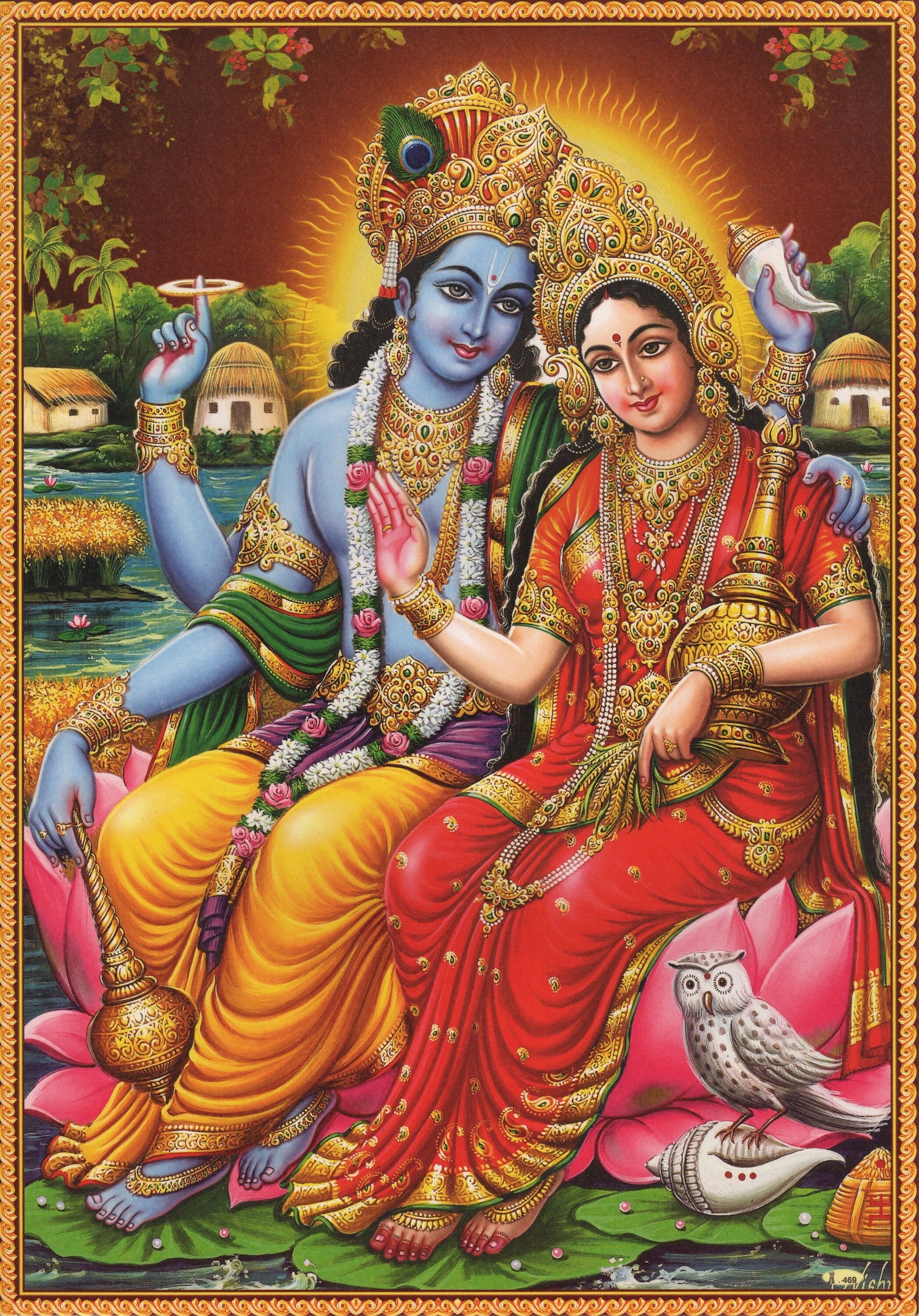 Vishnu Art Vishnu Large Vintage-style Indian Hindu - Etsy