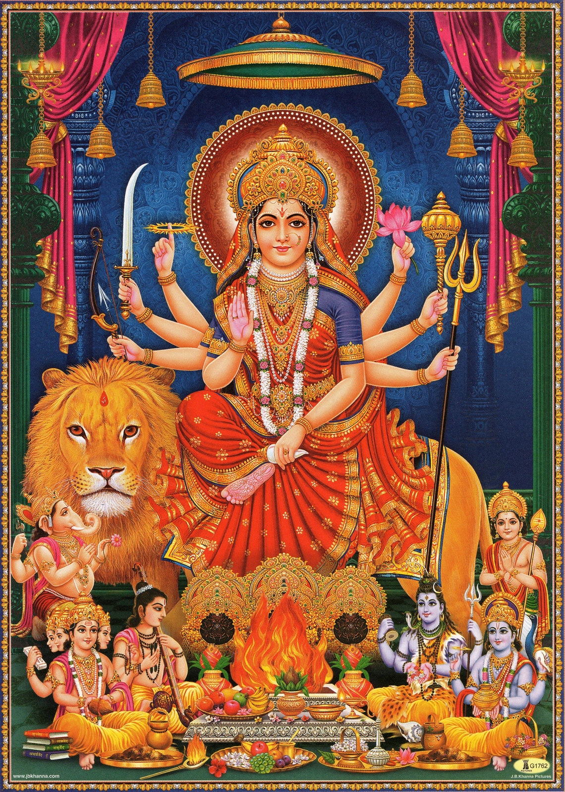 Durga ... Large Vintage-style Indian Hindu Devotional Print - Etsy