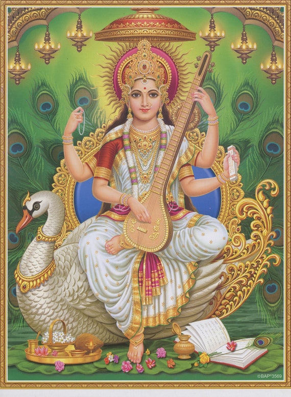 Saraswati With Peacock