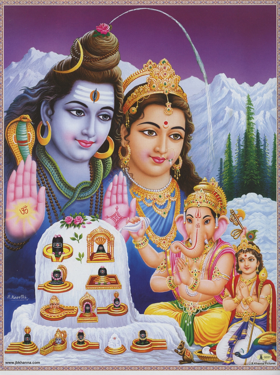 Shiva Art, Shiva ... Vintage-style Indian Hindu Devotional Poster Print ...