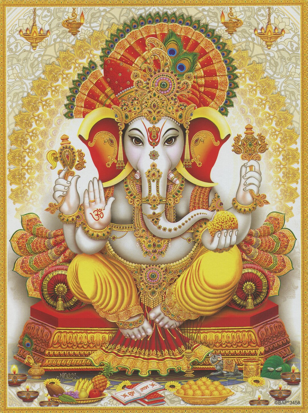 Ganesh ... Vintage-style Indian Hindu Devotional Print. - Etsy