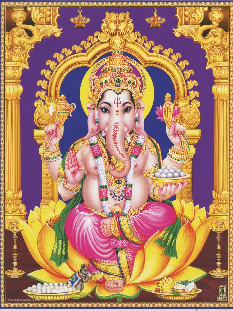 Ganesh ... Vintage-style Indian Hindu Devotional Print. - Etsy