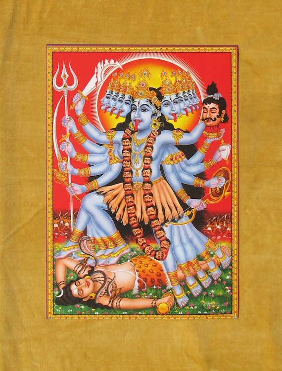 Mahakali ... Large Vintage-style Indian Hindu Devotional Print | Etsy