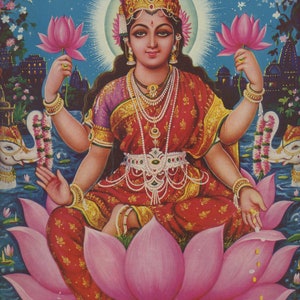 Lakshmi ... Large Vintage Indian Devotional Print - Etsy