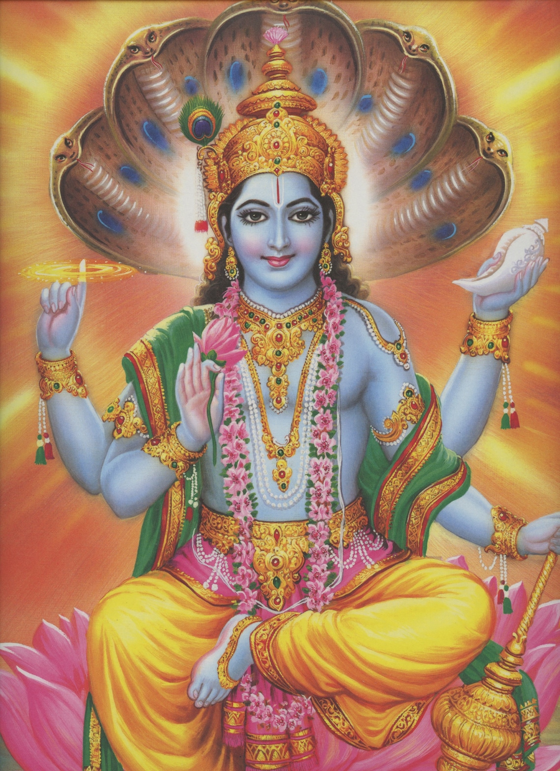 Vishnu Art Vishnu Vintage-style Indian Hindu Devotional | Etsy