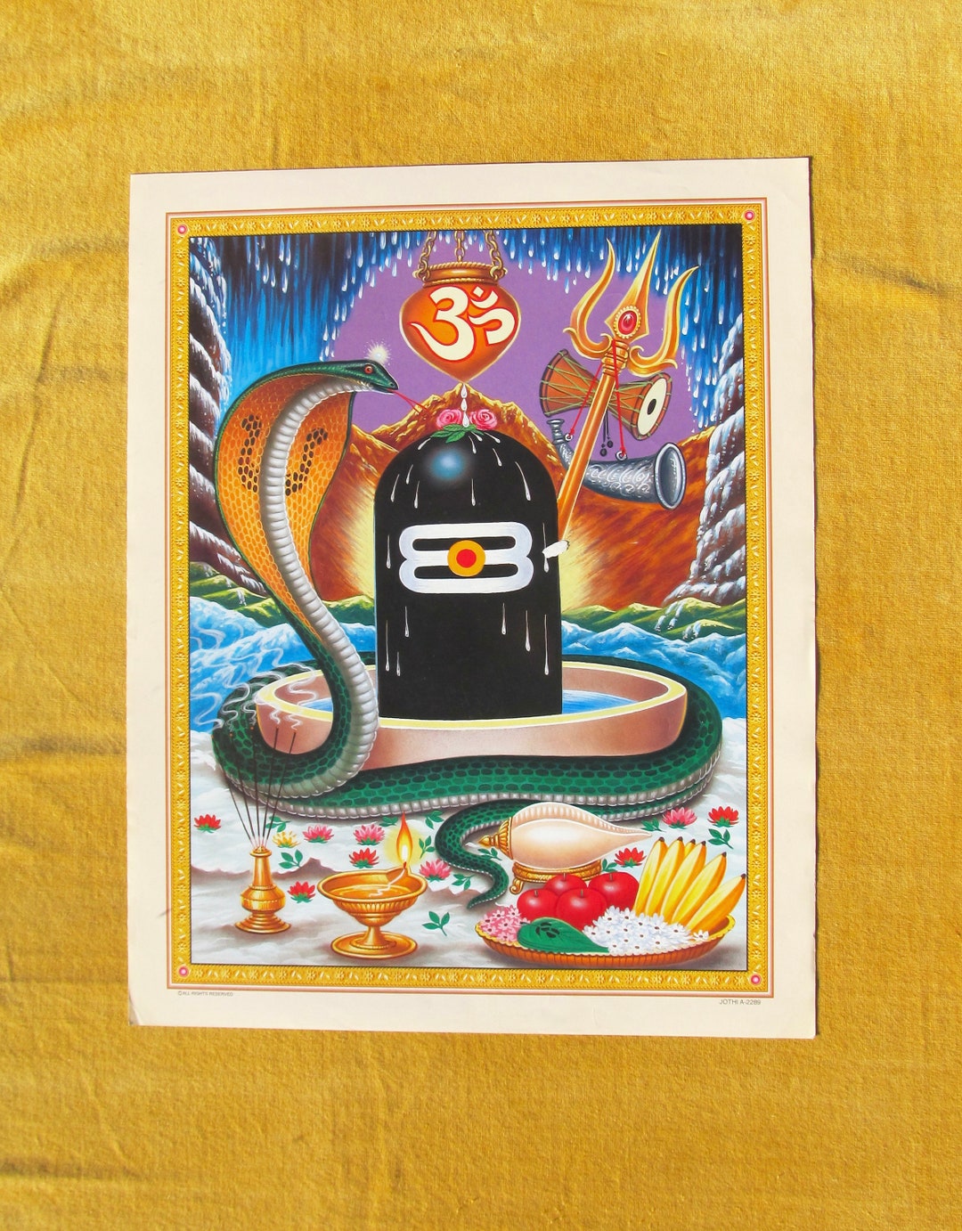 Siva Lingam ... Large Vintage-style Indian Hindu Devotional Poster ...