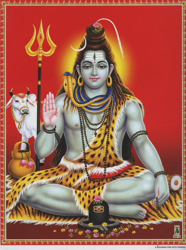 Shiva Art Shiva ... Vintage-style Indian Hindu Devotional - Etsy
