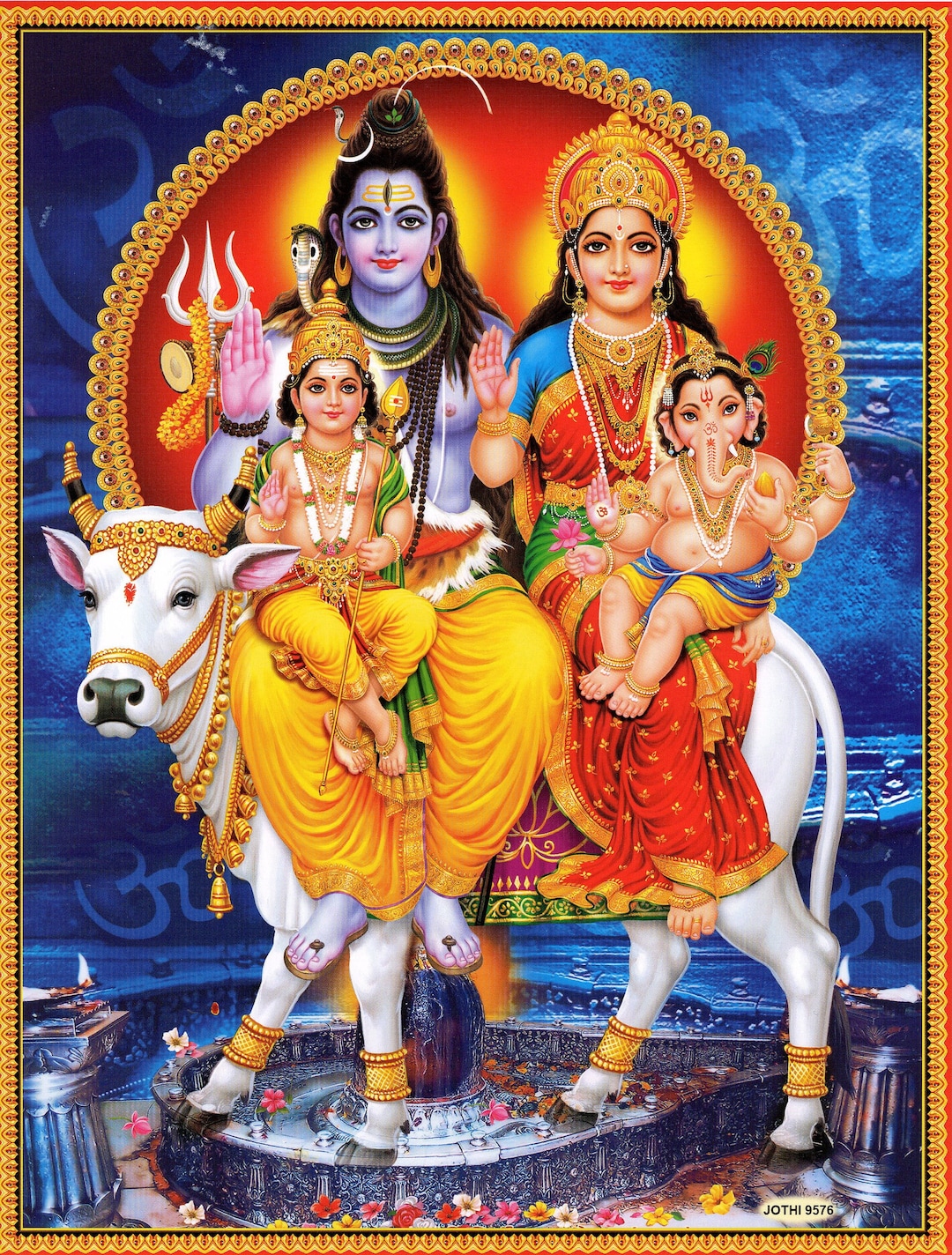 Siva Art Shiva & His Family ... Vintage-style Indian Hindu - Etsy