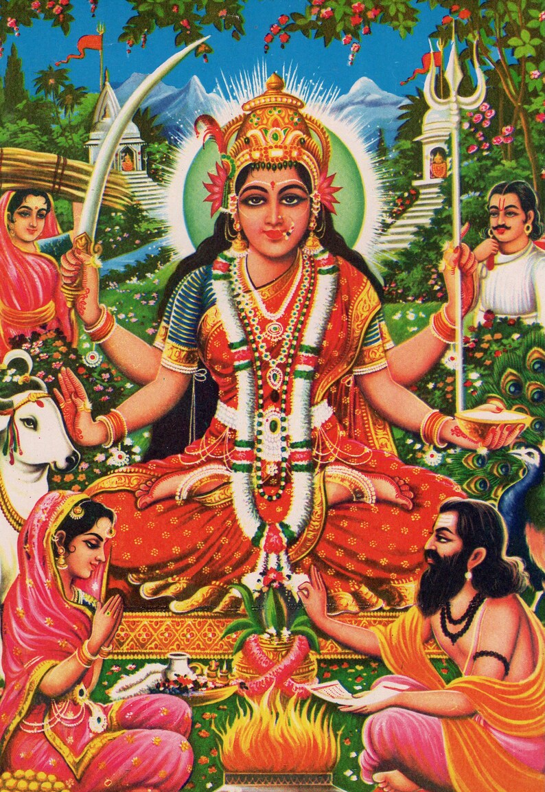 Santoshi Mata ... Vintage Indian Hindu Devotional Poster Print - Etsy